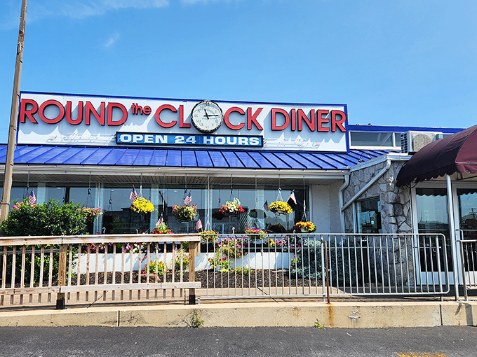 The classic diner experience awaits inside these doors, where time stands still but the coffee keeps flowing. Welcome to York's 24-hour culinary sanctuary.