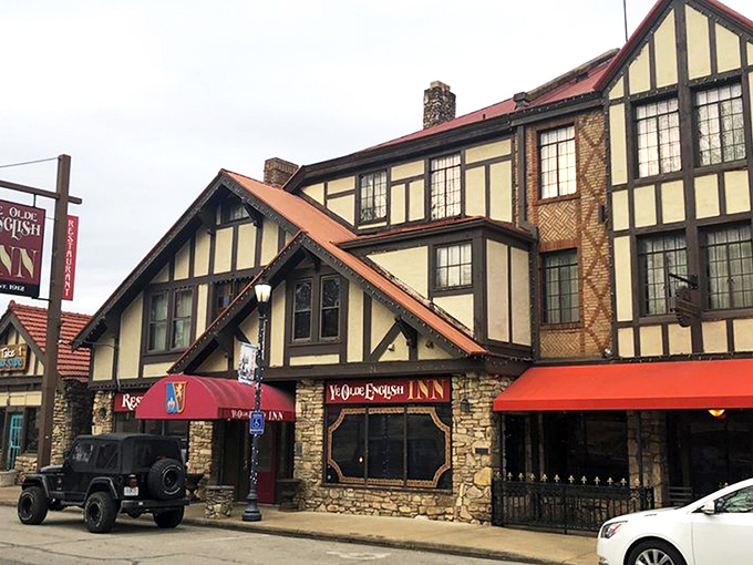 The Tudor-style façade of Downing Street Pour House stands out in Hollister like a British diplomat at a barbecue—distinctive, charming, and impossible to ignore. 