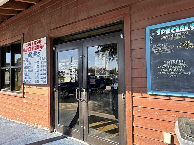 The weathered wooden exterior says everything you need to know—this place spends its money on the seafood, not fancy architecture. That's my kind of priority.