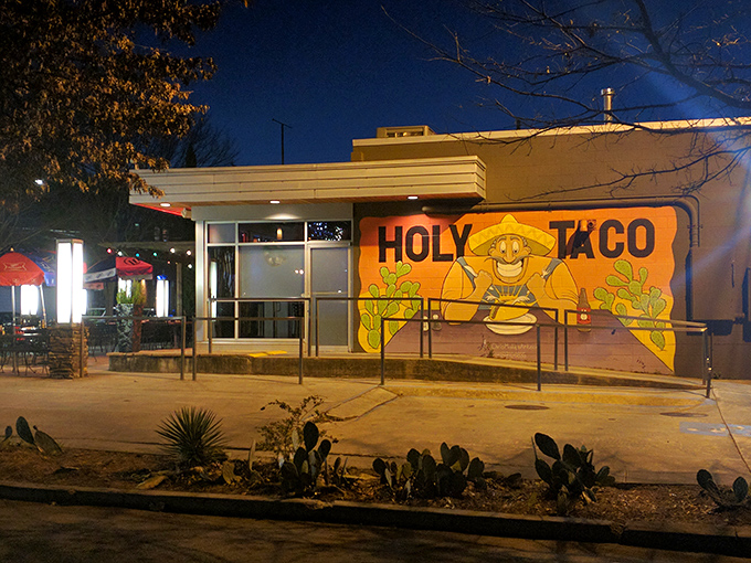 The colorful mural outside Holy Taco isn't just wall decoration—it's a promise of the flavor fiesta waiting inside this East Atlanta Village gem.