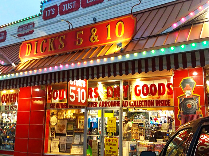 The glowing neon sign of Dick's 5 & 10 beckons like a lighthouse of nostalgia on Branson's main strip. "It's Just Like Old Times" isn't just a slogan—it's a promise. 