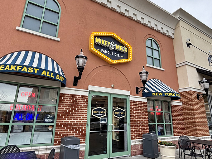 The salmon-colored exterior with its bright yellow "Famous Deli" sign isn't just making promises—it's issuing a delicious challenge to every other sandwich shop in Maryland.