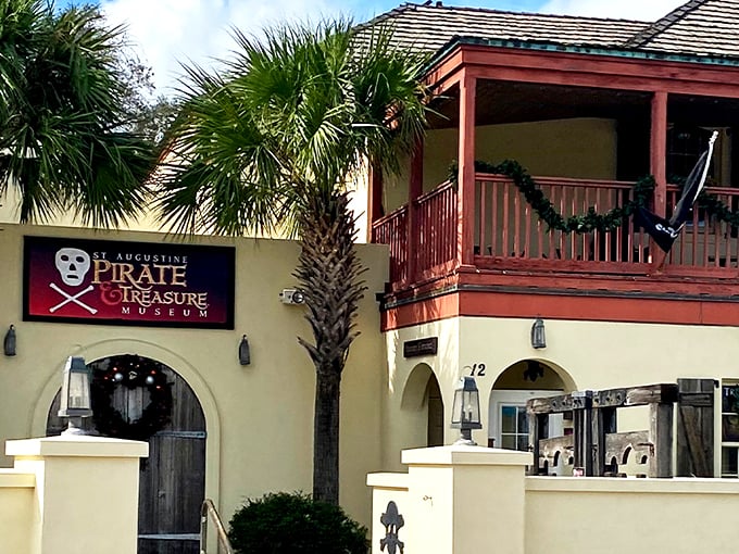 The Spanish colonial façade isn't just for show—this treasure trove of pirate history stands where real buccaneers once prowled St. Augustine's shores.