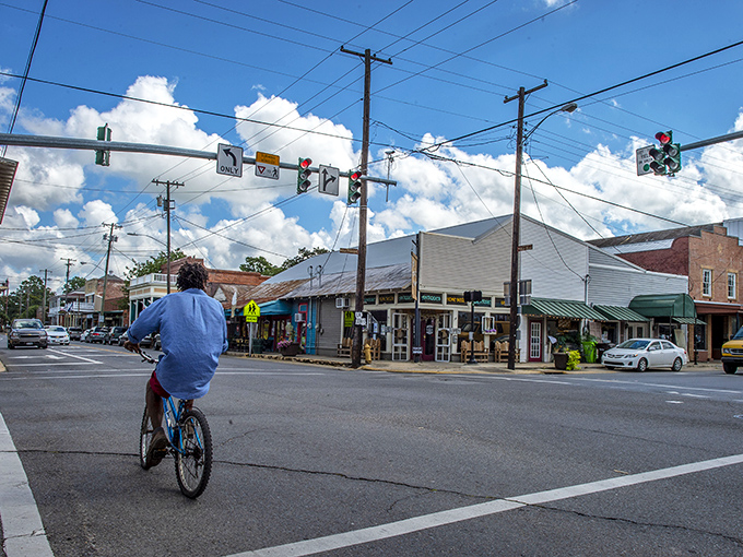 Downtown Breaux Bridge invites you to slow down and savor life, where even a bike ride through the main intersection feels like a journey worth taking.