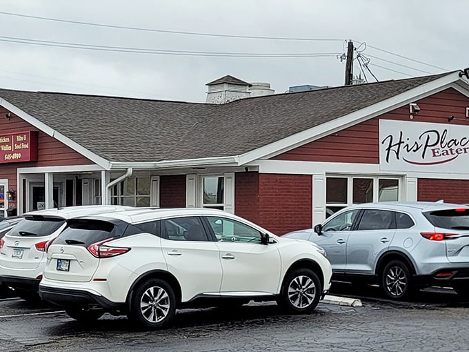 The unassuming red exterior of His Place Eatery might not look like food nirvana, but trust me—culinary treasures await behind those modest doors.