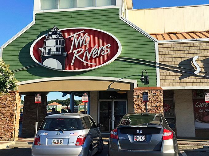 The unassuming strip mall exterior of Two Rivers hides culinary treasures within—like finding a Rolex in a paper bag.