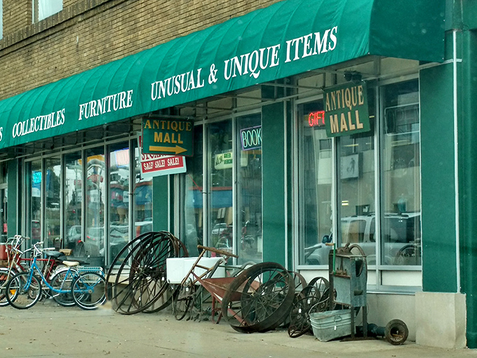 Like a portal to the past, Vintage Village's exterior promises treasure hunting adventures behind its unassuming brick façade.