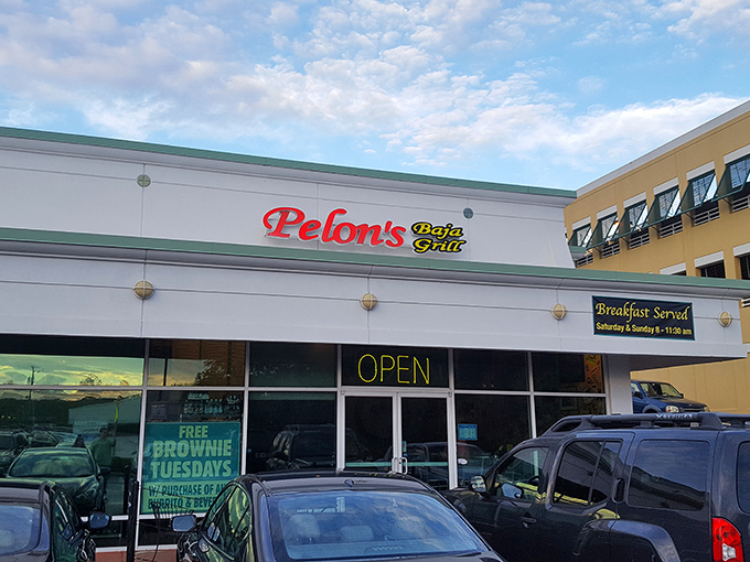 The unassuming exterior of Pelon's Baja Grill hides culinary treasures within—like finding a winning lottery ticket in your jeans pocket.