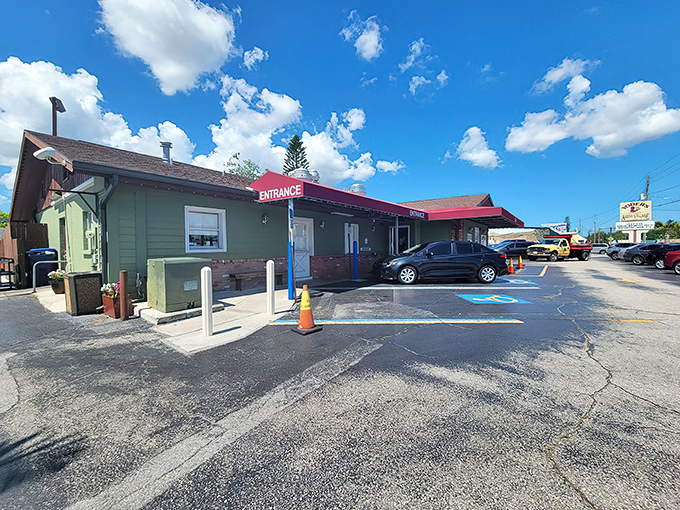The unassuming exterior of Yoder's belies the culinary treasures within. Like finding a Michelin star restaurant in a barn, this place delivers big on flavor.