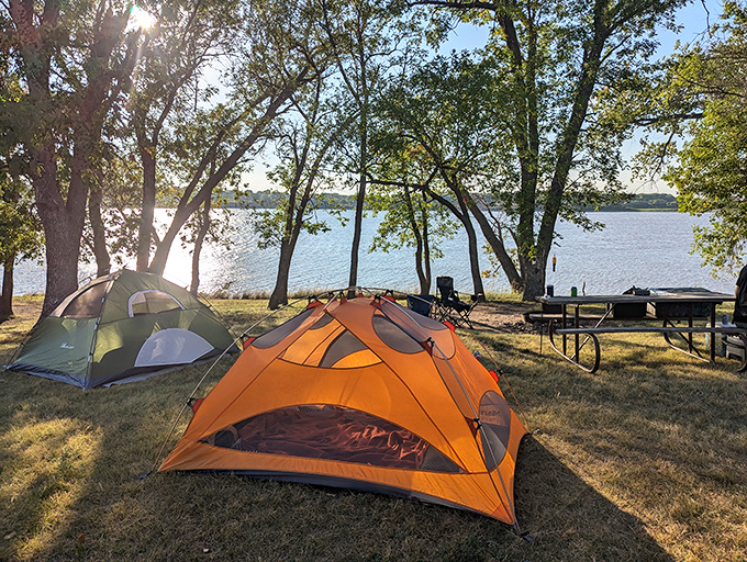 Where prairie meets paradise: Dakota trees rise dramatically above Kanopolis Lake, creating a landscape that feels more Colorado than Kansas.