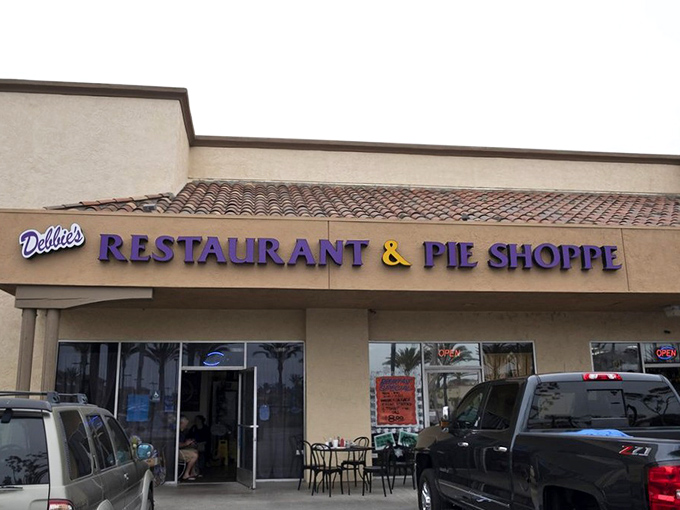 The purple lettering says it all – this isn't just a restaurant, it's a pie sanctuary where calories fear to tread and diet plans go to die.
