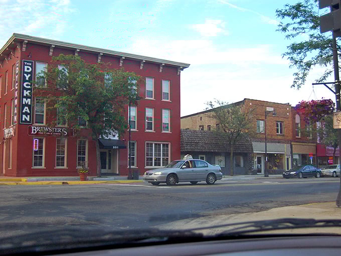 Downtown Paw Paw greets you with that perfect small-town charm – complete with a purple bike lane that says "we're quirky and proud of it."