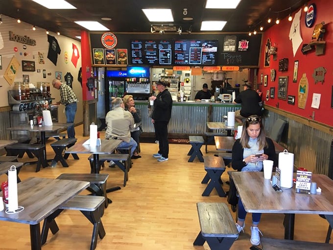 Where locals gather for their barbecue communion. Notice nobody's looking at their phones—the food demands full attention.