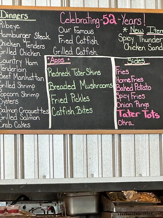 Celebrating 52 years of feeding Kentucky! That chalkboard menu is like a family tree of deliciousness, with each item a beloved relative.