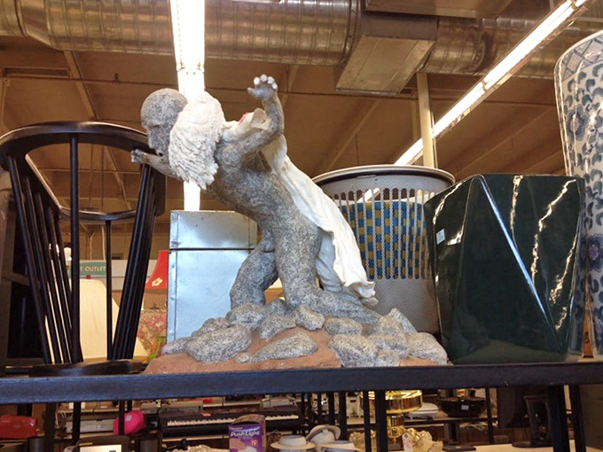 The sculpture section: where someone's questionable decorating decision becomes your conversation piece. This eagle figurine is either hideous or magnificent—there is no in-between.