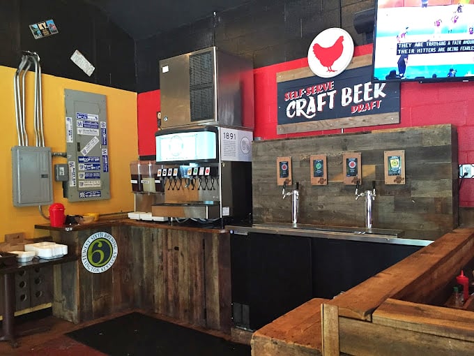 The craft beer station isn't just about beverages—it's offering liquid courage for those brave souls about to venture into "Hotter" or "Fire-In-Da-Hole" territory.