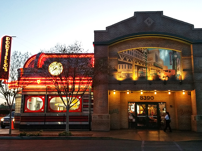 Portillo's brick facade and vintage-inspired design – where California meets Chicago in a hot dog love story for the ages.
