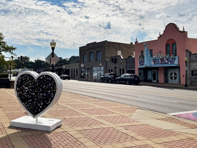 Shawnee's colorful Aztec Theater adds character to a downtown where charm doesn't come with a premium price tag.