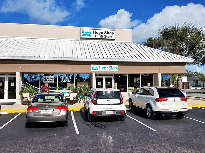 The Hope Shop's clean, inviting exterior promises a boutique thrift experience in sunny Stuart.