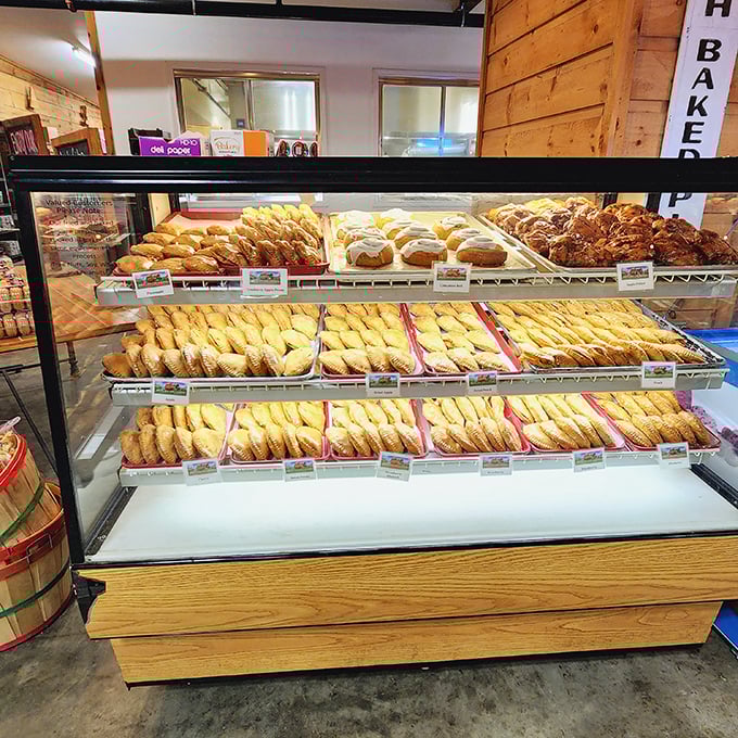 Decision paralysis never looked so delicious. Shelf after shelf of fried pies and baked goods create the world's most wonderful dilemma.
