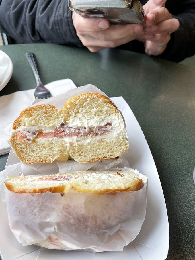 The classic lox sandwich—where cream cheese meets salmon in a romance more compelling than anything on your streaming watchlist.