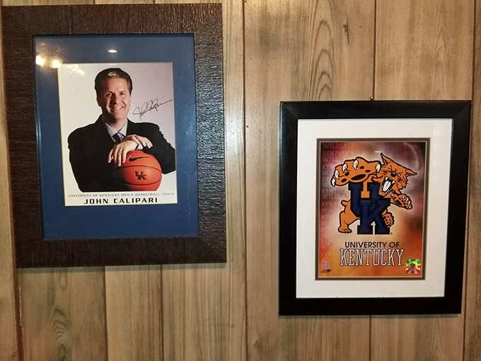 Kentucky basketball royalty watches over your meal. In the Bluegrass State, Coach Cal's approval matters almost as much as your taste buds'.