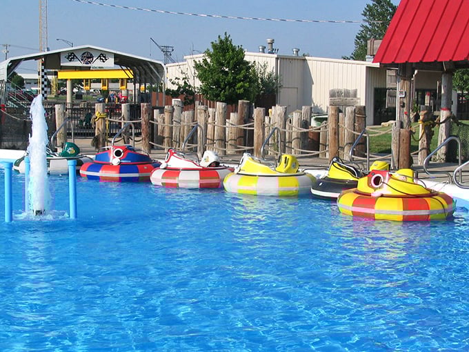 Bumper boats with water cannons – because sometimes victory means getting everyone else soaking wet.