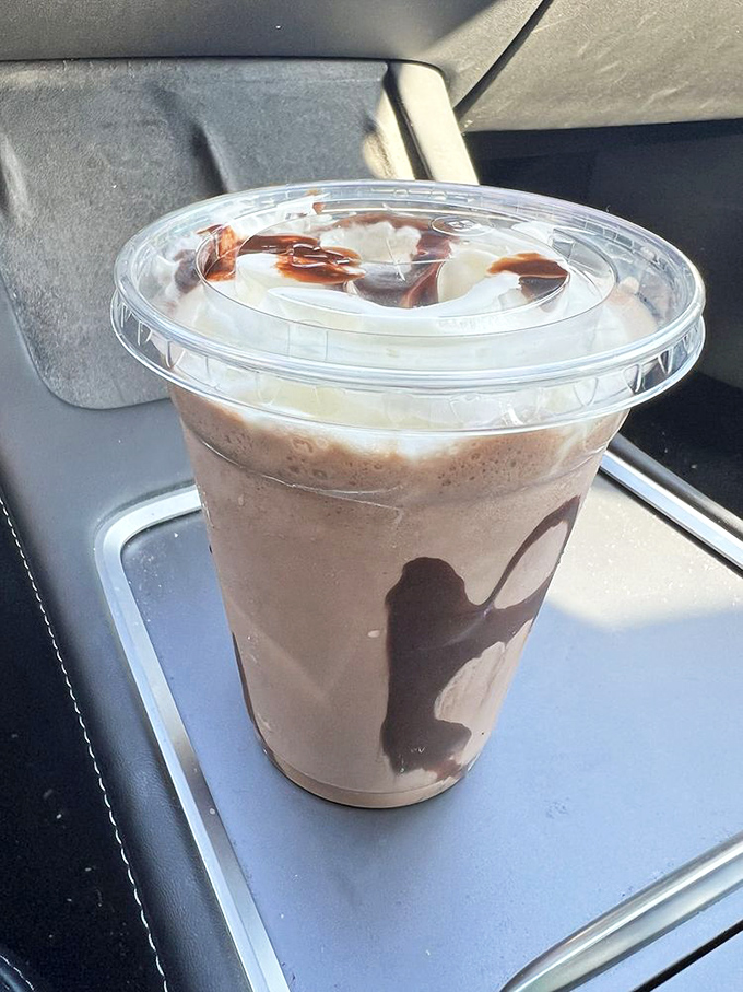 This chocolate milkshake swirl is basically artwork in a cup—like Jackson Pollock decided to work exclusively in chocolate.