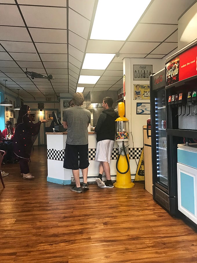 The checkered counter trim is the first hint that you've entered a place that takes its diner heritage seriously. 