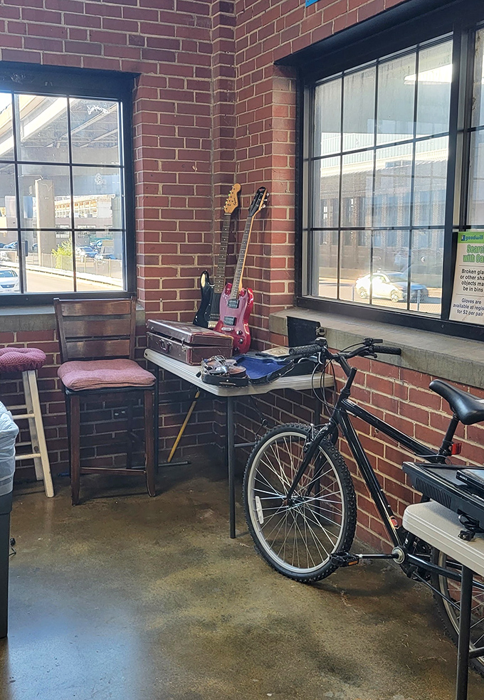 Musicians take note: guitars, amps, and even a bicycle – this corner of the outlet could be the birthplace of your next garage band.