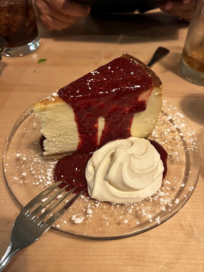 This cheesecake with its raspberry crown makes a compelling case for dessert being the most important meal of the day.