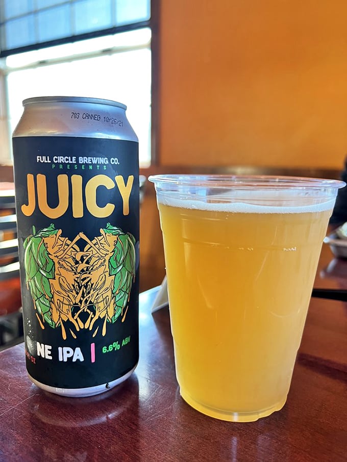 Nothing complements barbecue quite like a cold craft beer—this Juicy IPA from Full Circle Brewing Co. cuts through the richness like a well-timed joke.