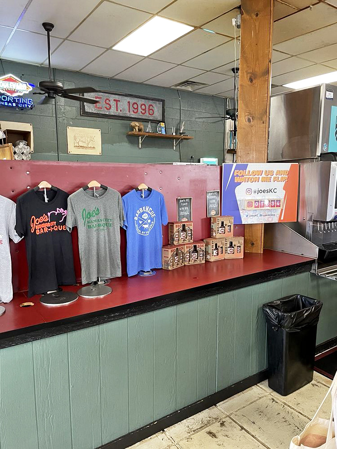 Merchandise for the true believers who want to take a piece of Joe's home. Because sometimes a t-shirt is the next best thing to smuggling out a rack of ribs.