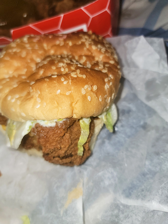This isn't just a chicken sandwich; it's a masterclass in simplicity—crispy chicken, fresh lettuce, and a soft bun in perfect harmony.