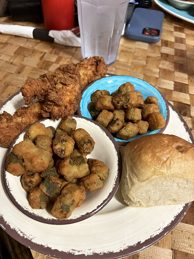 Fried okra and chicken tenders demonstrate that simple food, done right, creates more happiness than complicated cuisine that needs explaining.
