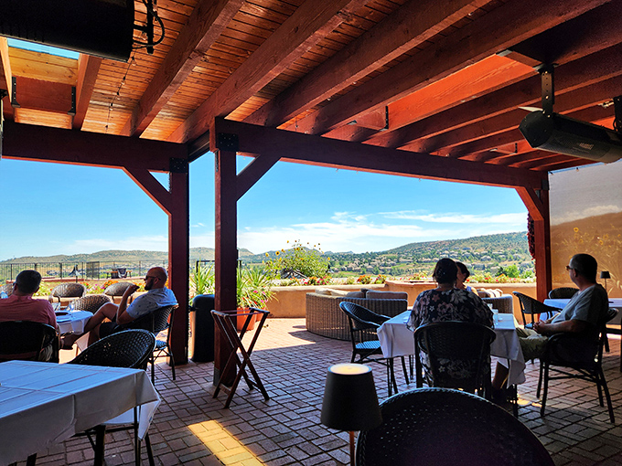 Mountain views that pair perfectly with every entrée. This patio proves that sometimes the best seasoning is simply Colorado's dramatic landscape.