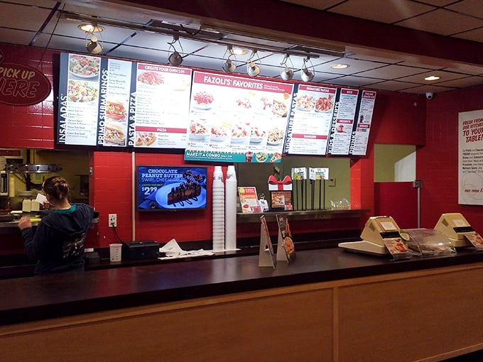 Where pasta dreams come true—the ordering counter at Fazoli's, where friendly staff stand ready to make your carb-loaded fantasies reality.