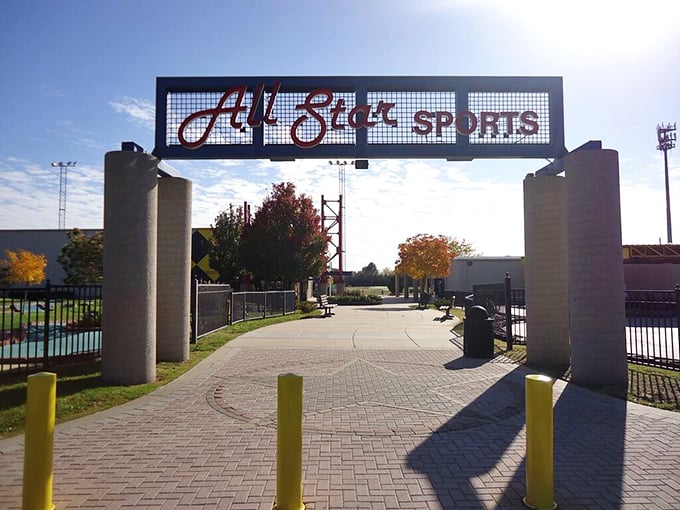 The entrance arch – like crossing into a different dimension where adulting is optional and fun is mandatory.