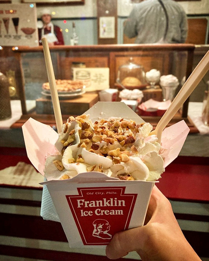 Not just a sundae but a celebration in a box—with those crunchy toppings creating textural fireworks in every heavenly bite.