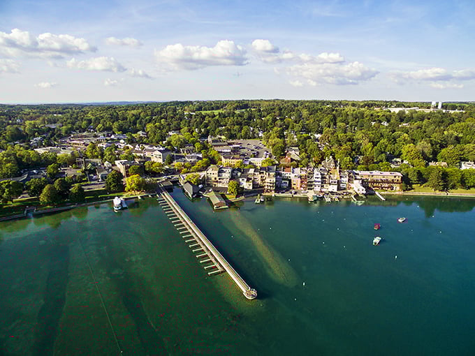From above, Skaneateles reveals its perfect balance—historic village, pristine waters, and enough restaurants to justify extending your stay by several meals.