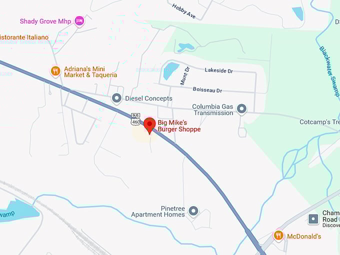 16. big mike's burger shoppe map