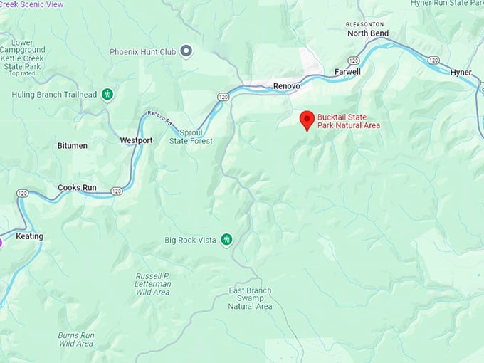 16. bucktail scenic byway map