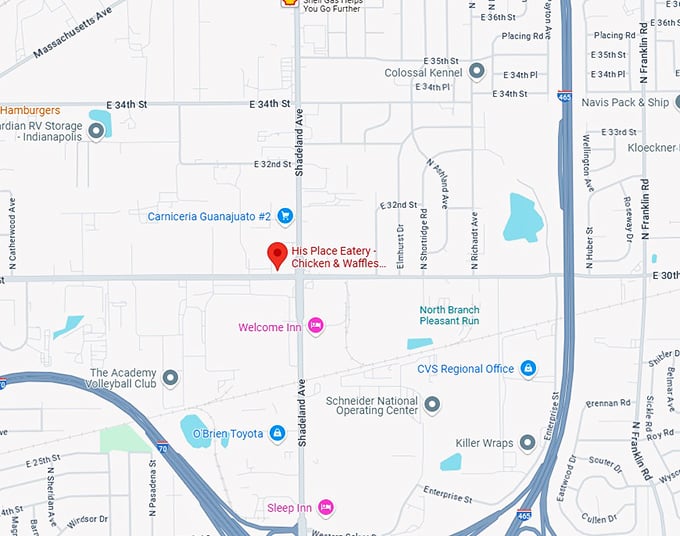 16. his place eatery chicken & waffles, bbq & soul food map