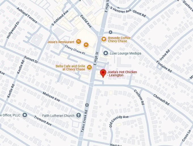 16. joella's hot chicken lexington map