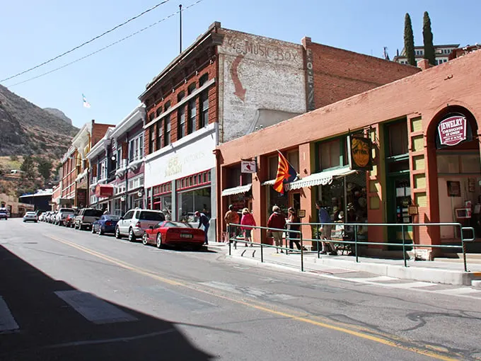 Historic Bisbee's Main Street looks like a movie set where the Wild West met an art colony and decided to stay for coffee.