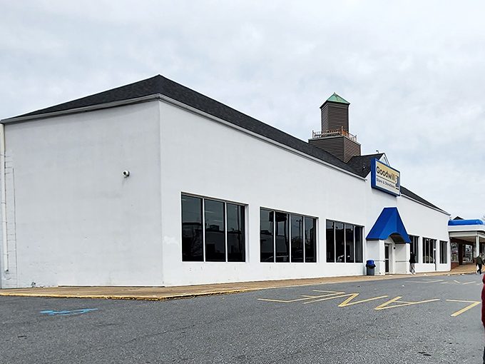 The iconic blue awning of Goodwill beckons like a lighthouse for bargain hunters on Kirkwood Highway.