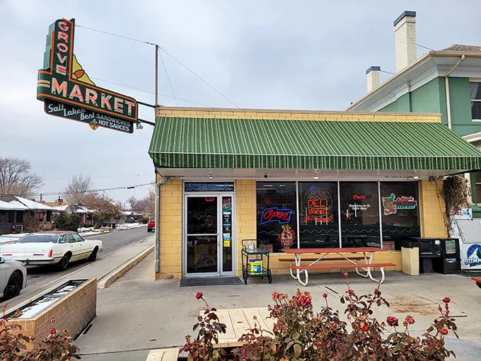 The Grove Market's vintage sign promises sandwich perfection – a neighborhood gem that's been turning bread and meat into art for longer than most Instagram filters have existed.