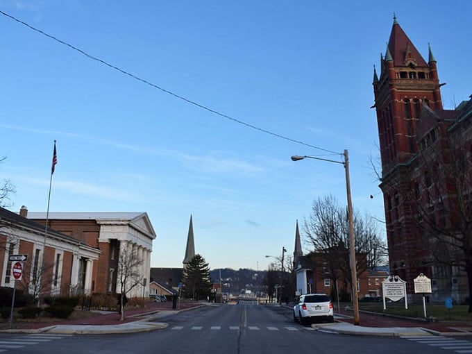 Main Street stands frozen in time, where red brick buildings whisper stories of yesteryear to anyone who'll listen.