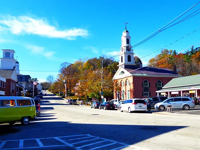 That iconic New England church steeple reaches skyward, as if to say, "Yes, this town really is this picturesque. No filter needed."