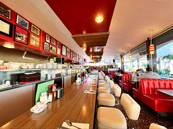 The counter seats aren't just the best spots in the house—they're front-row tickets to the breakfast ballet that's been running longer than most Broadway shows.